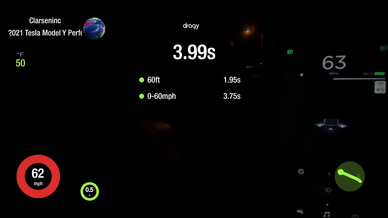 2021 Tesla Model Y Performance 0-60 and 1/4 Mile Time Dragy - YouTube