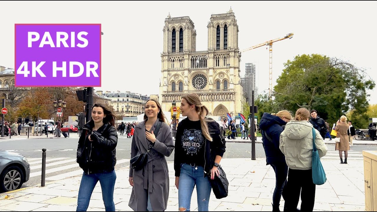 Paris France, Walking tour - Île de la Cité, Île Saint-Louis - 0ctober 15, 2022 - 4K HDR 60 fps ...