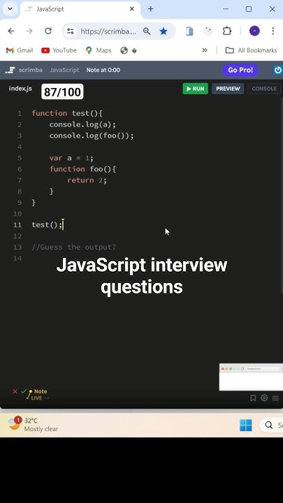87/100. JavaScript interview questions #softwareengineer #coding #javascript #code # ...