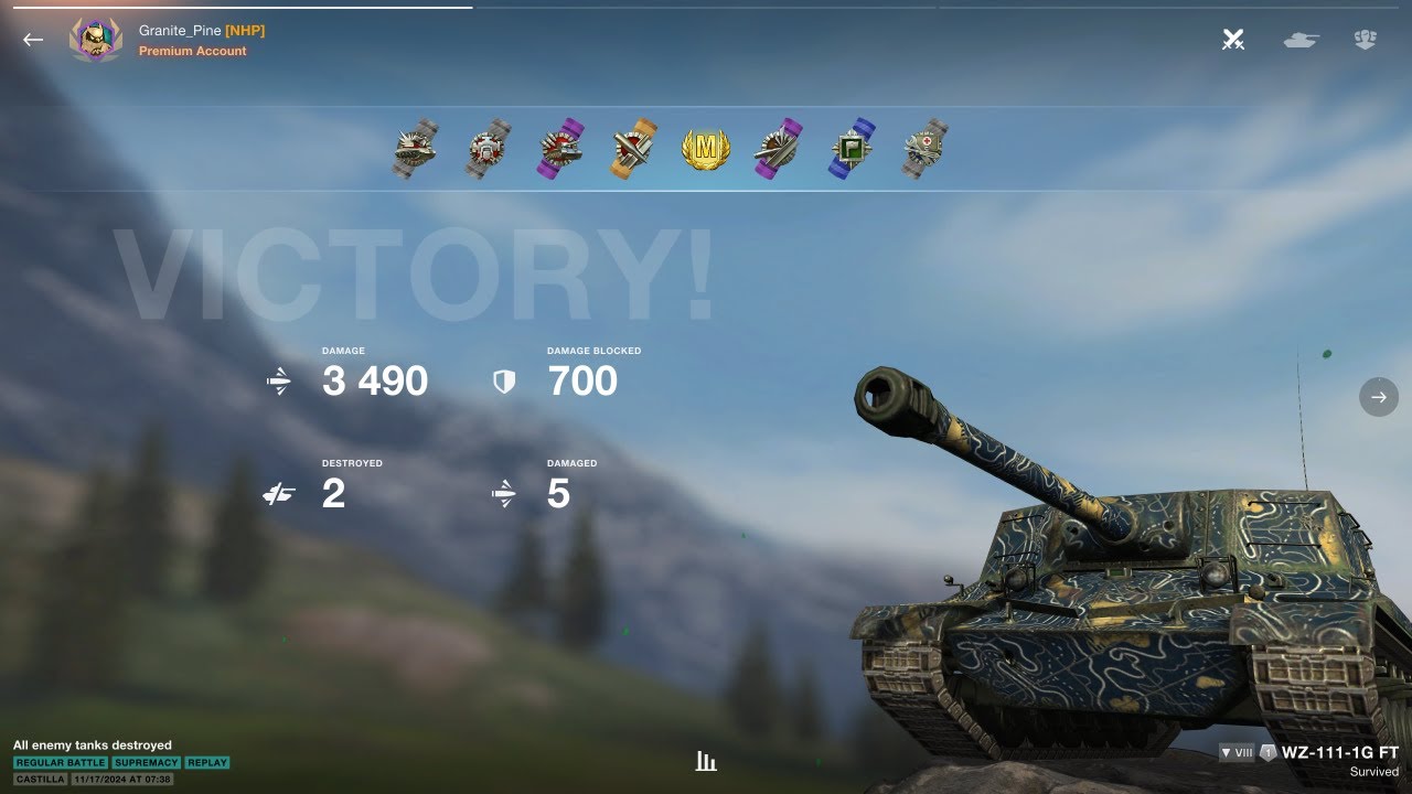 WZ~111~1G FT 💨 Chinese Tier VIII TD / 3490 dmg / 2 frags 🏆ACE MASTERY ...