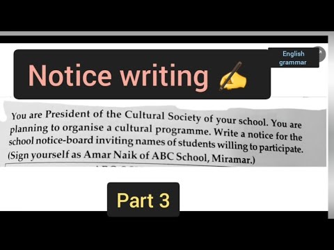 notice writing | Write a notice for the school notice-board inviting ...