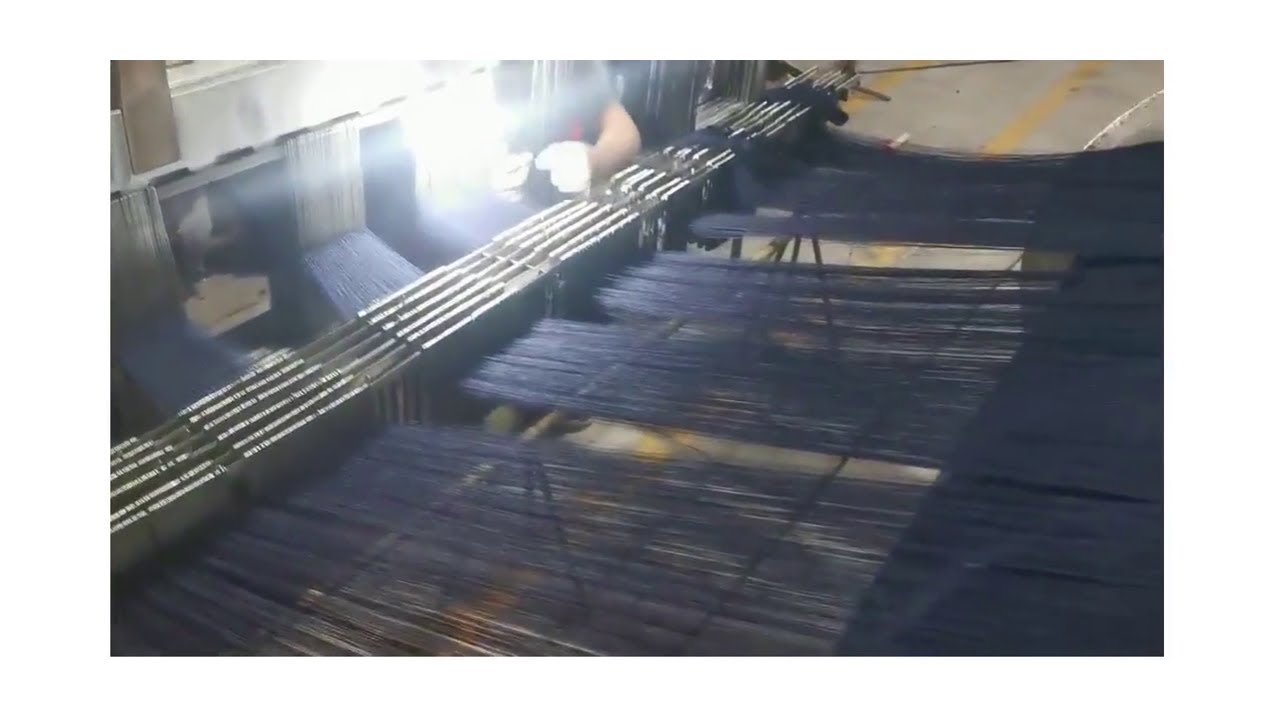 Denim production process Warp wear machine details - YouTube