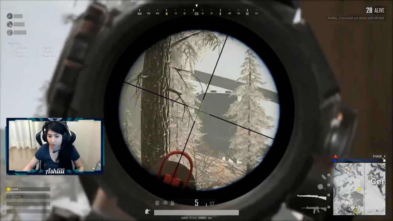 PUBG Ashley "Ashlili" Gosiengfiao trying to snipe me from her little ...