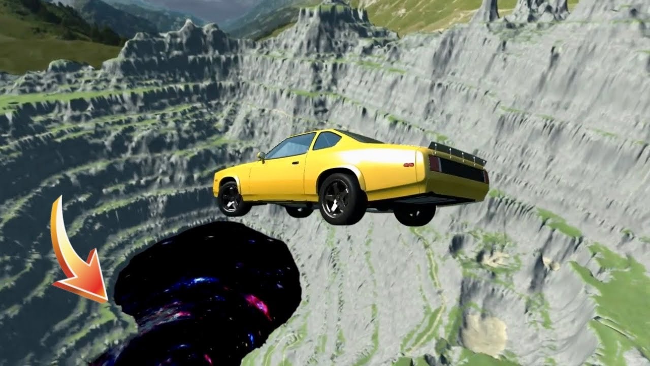 Car Jumps & Falls Into Giant Black Hole 8 🔥 - BeamNG.Drive - YouTube