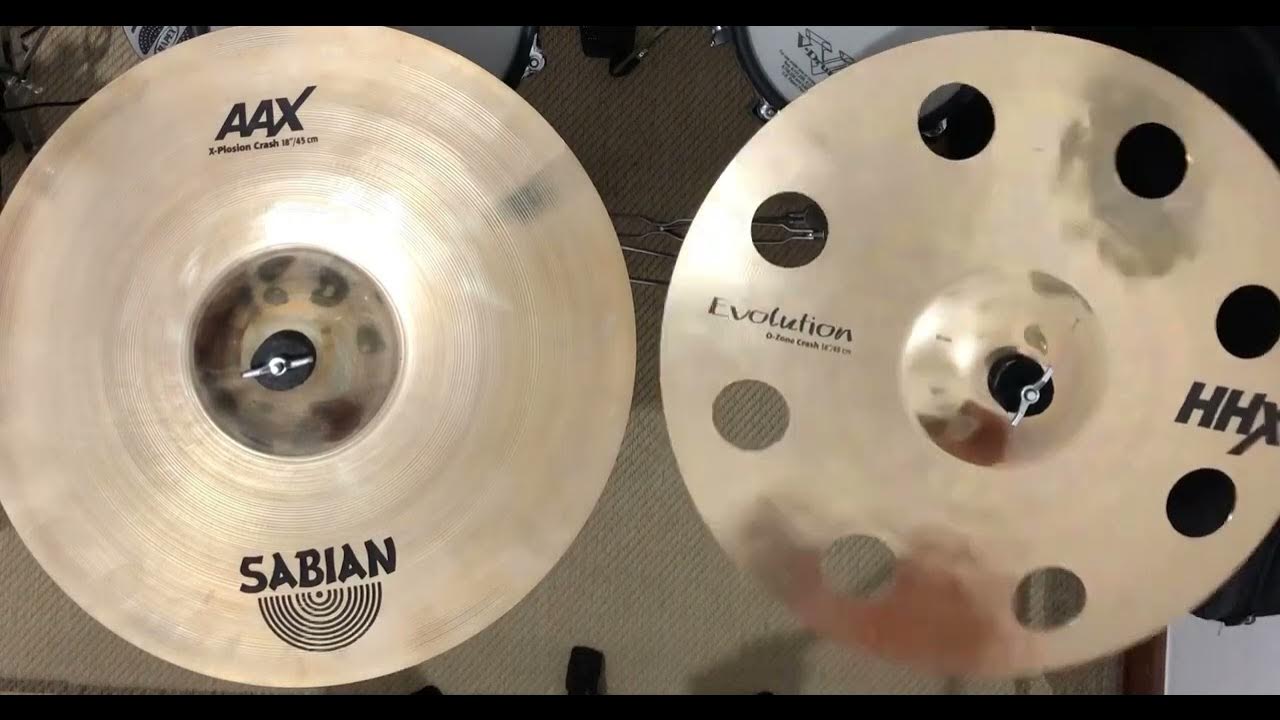 Sabian AAX X-Plosion Crash 18” vs HHX Evolution O-Zone Crash 18” - Cymbal Comparision - YouTube