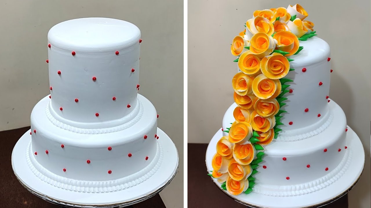 2 Step Happy birthday Cake | Flowers Design Cake | Flawer StepCake ...