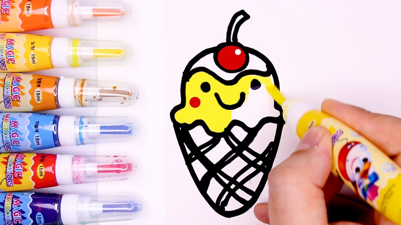 Painting a Happy Ice Cream: Easy Watercolor Art for Kids | Simple ...