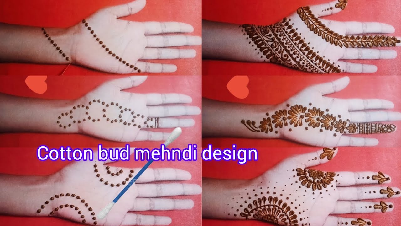 3 Cotton bud mehandi designs| dot mehndi designs| Easy mehandi designs ...