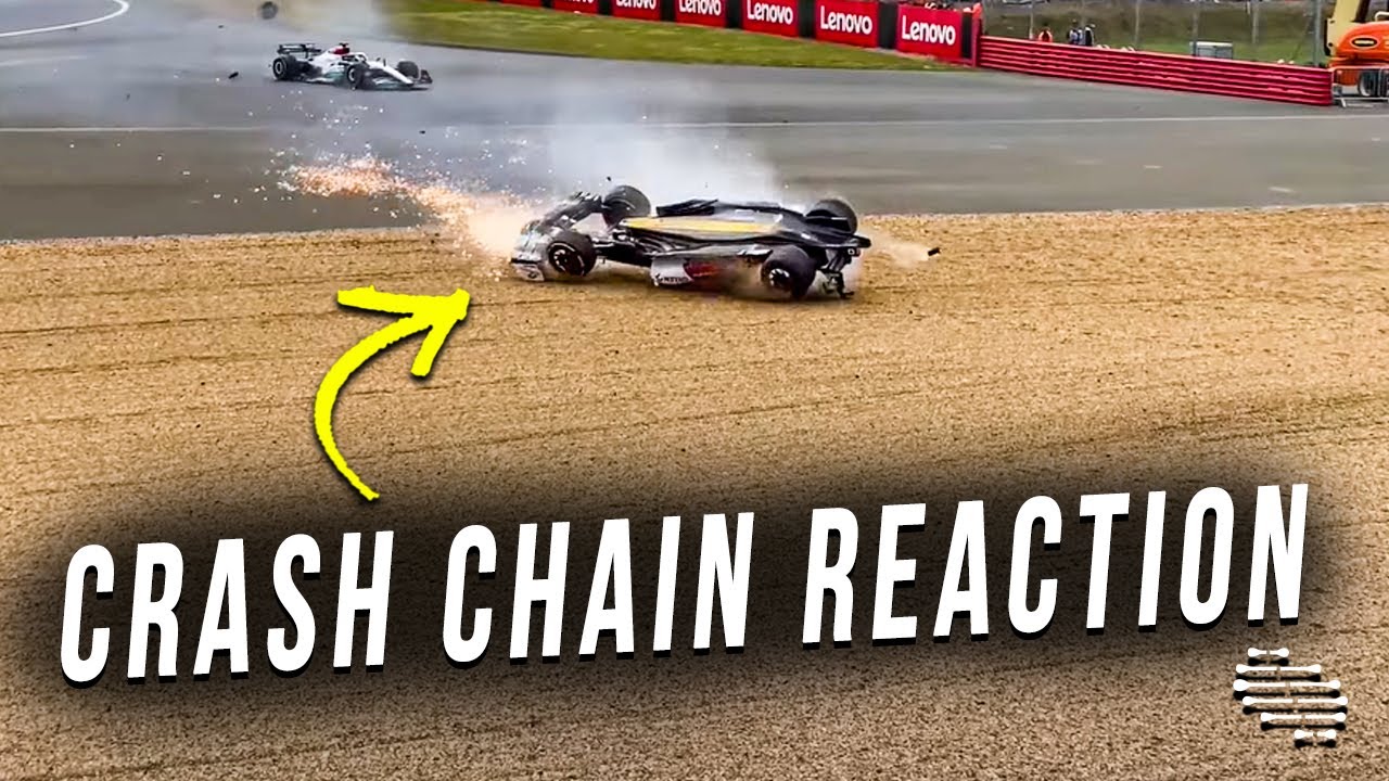 Chain Reaction Crash on the First Turn at an F1 Grand Prix Race - YouTube