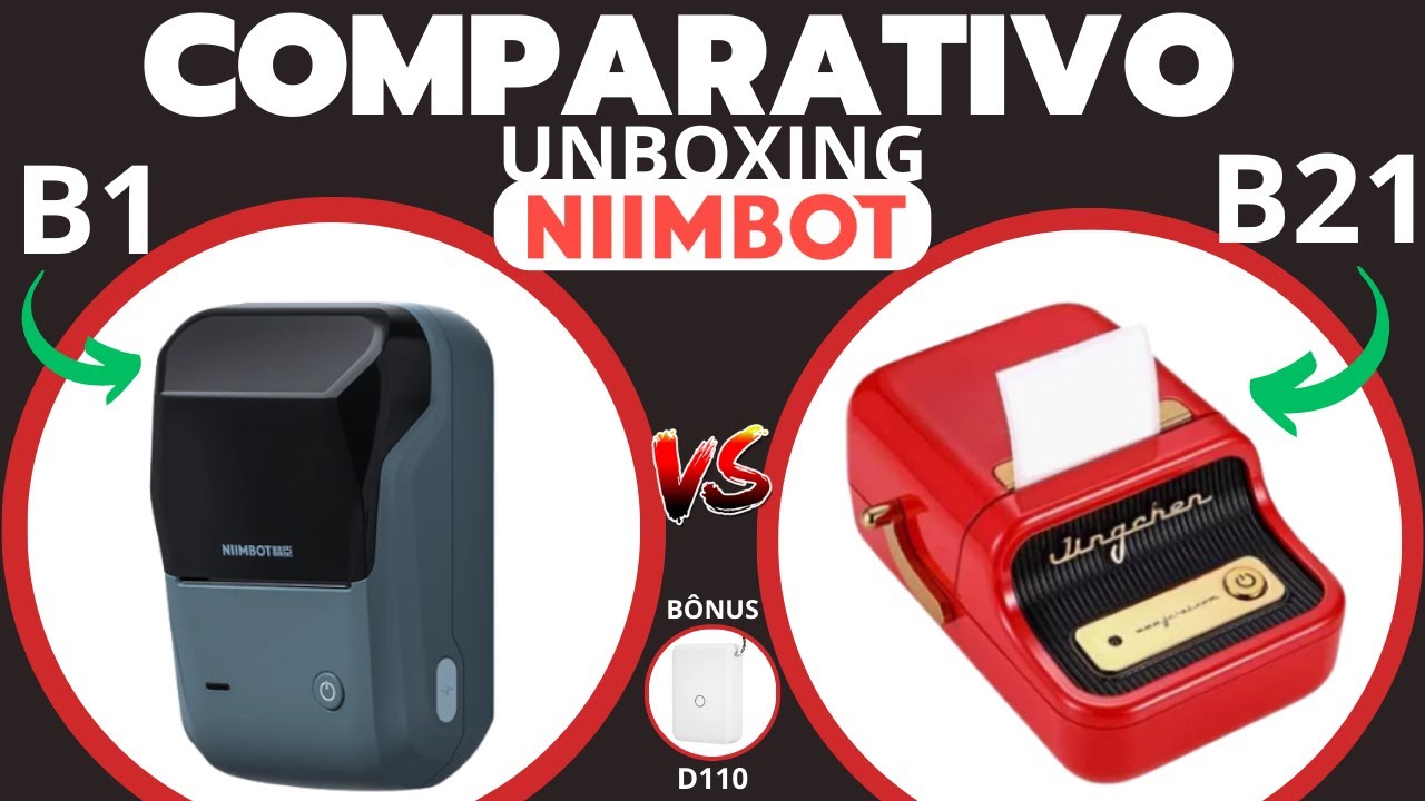 Comparativo NIIMBOT B1 VS NIIMBOT B21 │UNBOXING │ bônus Niimbot D110 ...