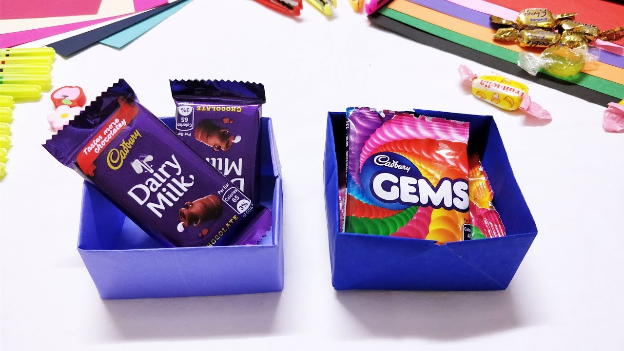 Origami candy box - How to make Origami candy / square box , Easy step ...