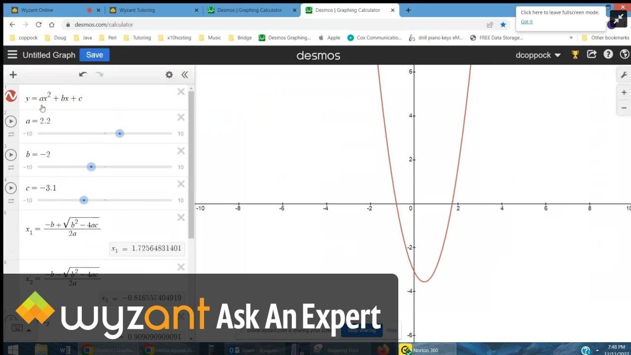 Use the quadratic formula to derive the formula for the sum and product ...