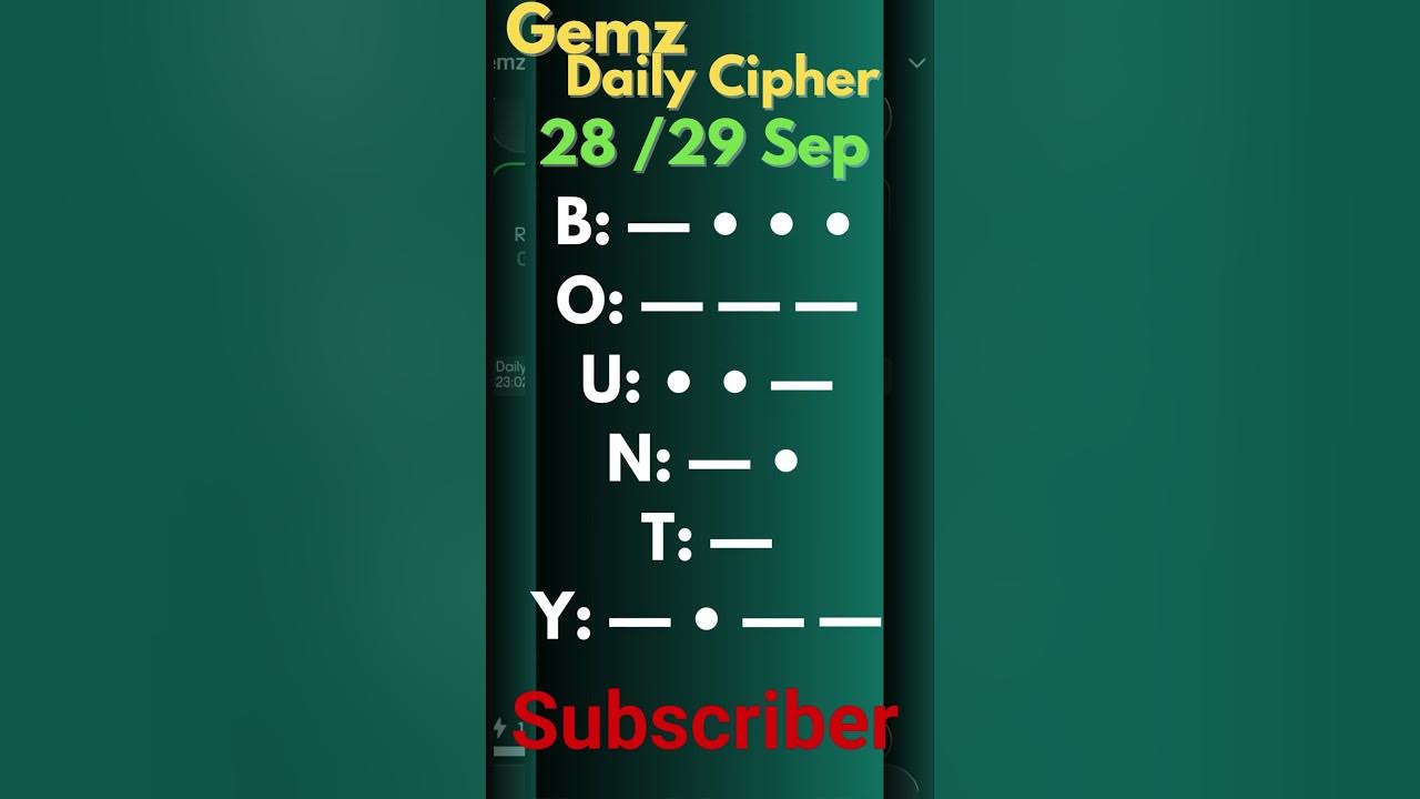 Gemz Daily Cipher Morse Code 28 -29 September 2024 | Unlock Today’s Code & Rewards! # ...
