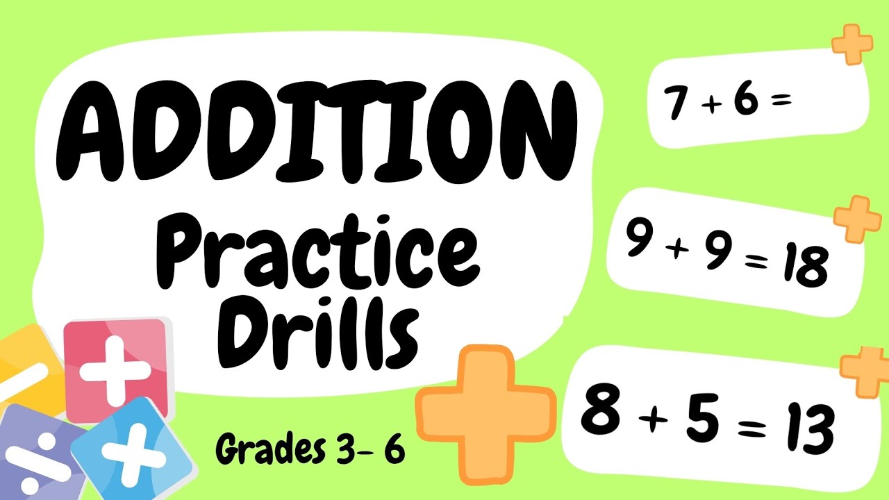 MATH DRILLS | ADDITION Grades 3-6 #drill #math #mathdrill #addition ...