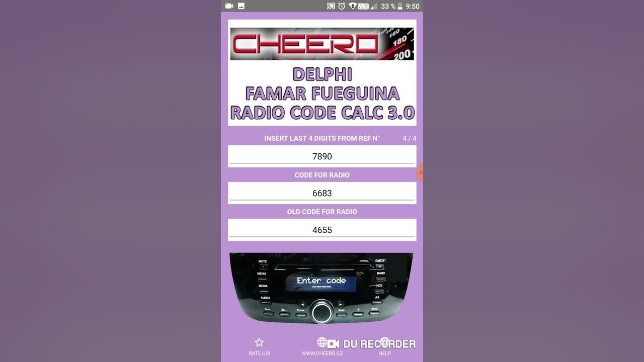 RADIO CODE FOR DELPHI FAMAR FUEGUINA BRAZIL SUPPORTED RADIO GM RENAULT FIAT MERCEDES BENZ VW ...