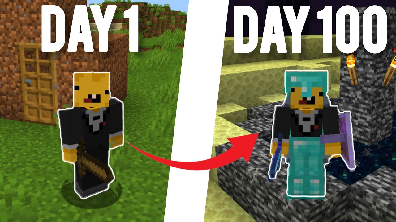 I Survived 100 Days In a 100x100 Block Minecraft World! - YouTube
