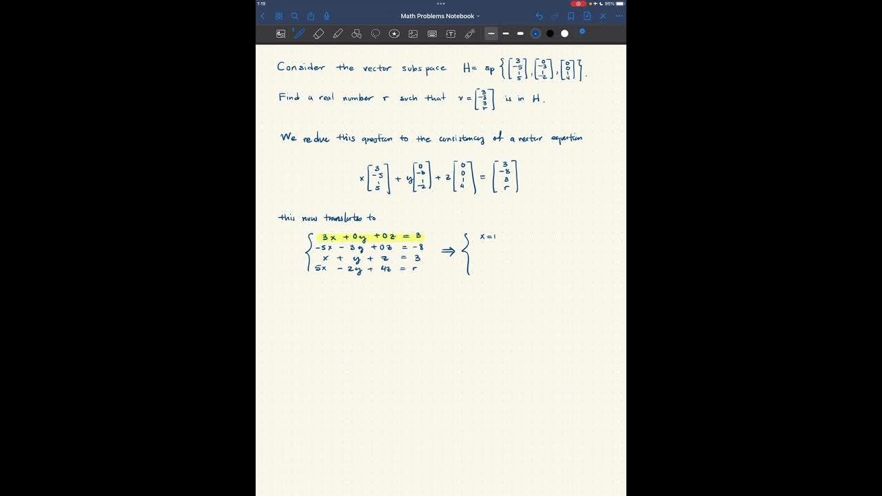 Checking for Vector Membership in a Subspace with Given Generators ...