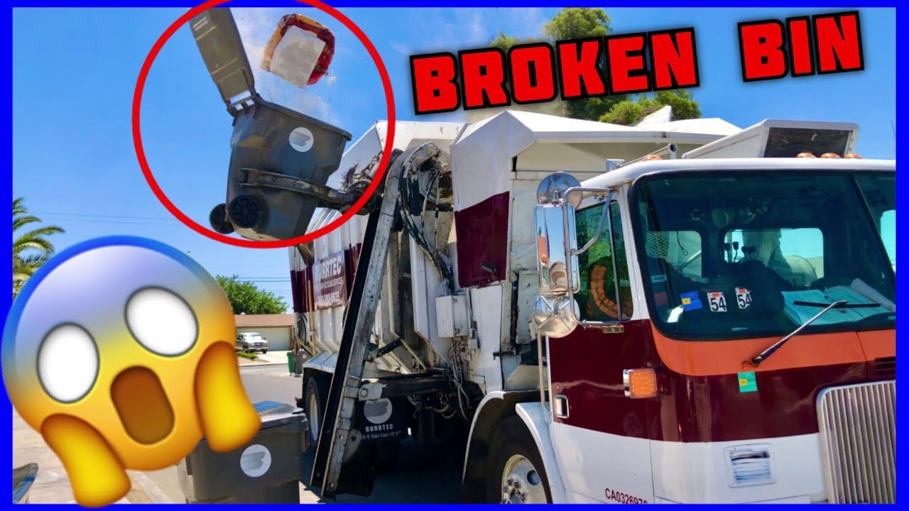 Garbage Truck SLAMS Bin SO HARD it Breaks! 😱 (Aggressive Action) - YouTube