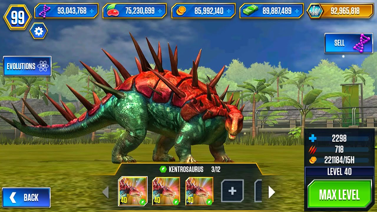 KENTROSAURUS UNLOCKED X3 LEVEL 40 | JURASSIC WORLD THE GAME - YouTube