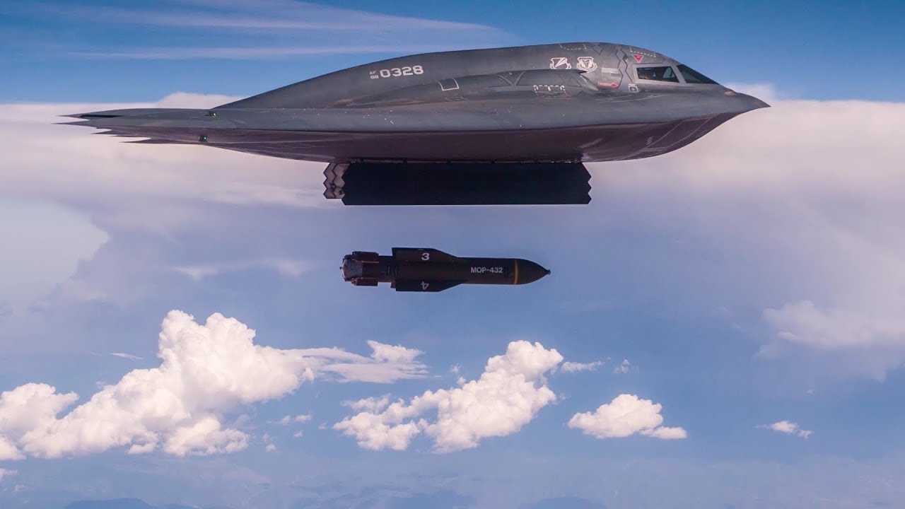 B2 Spirit Stealth Bomber Drops GBU 57A B Massive Ordnance Penetrator