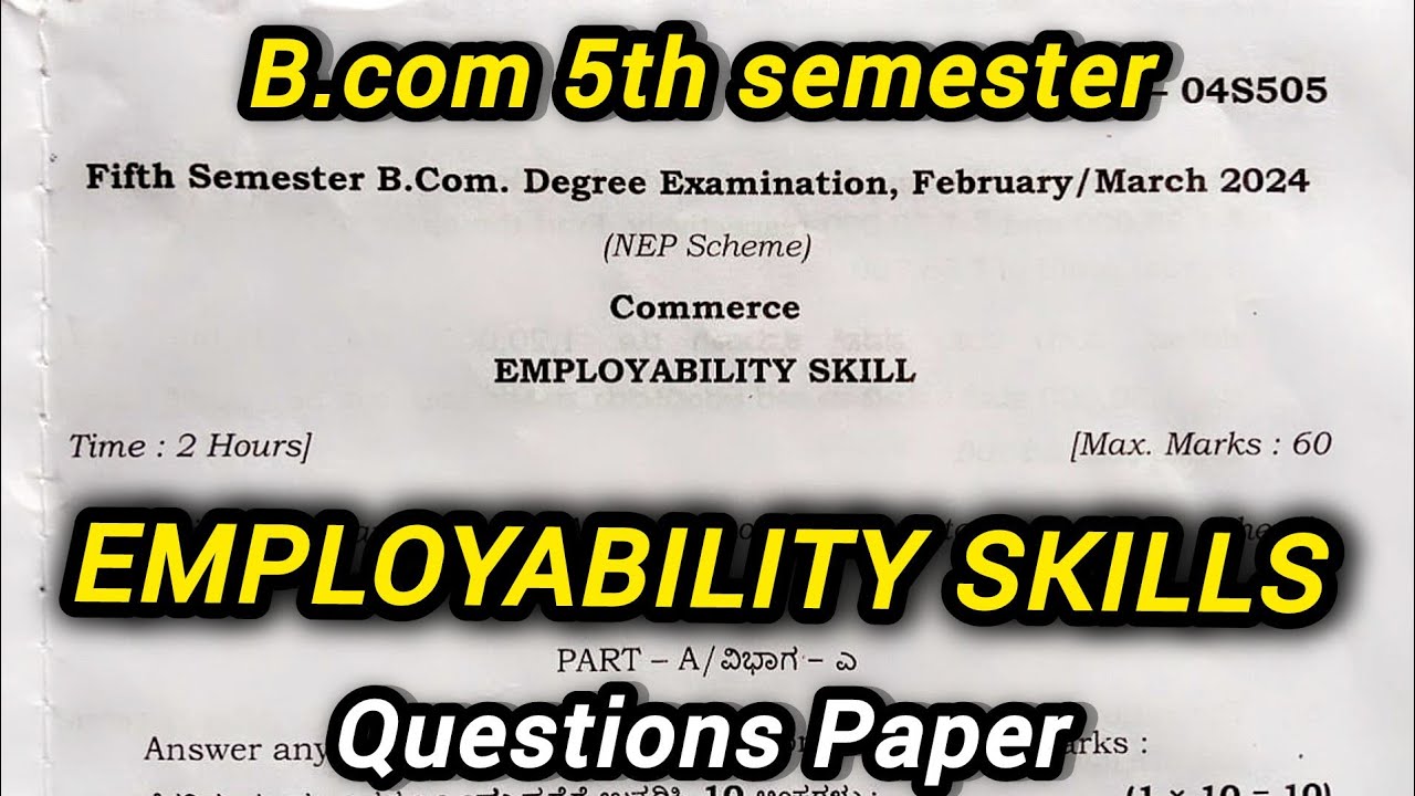 Employability Skills BCom 5th Semester Questions Paper 2024# ...