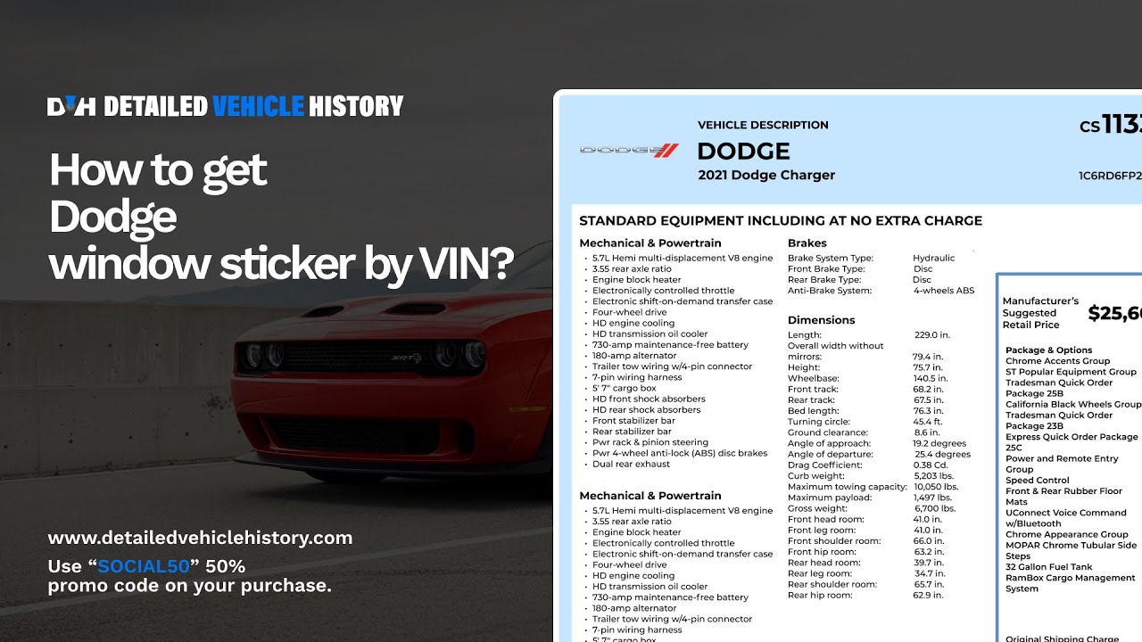 HOW TO UNLOCK DODGE WINDOW STICKER | VIN for MSRP, Features & Beyond ...