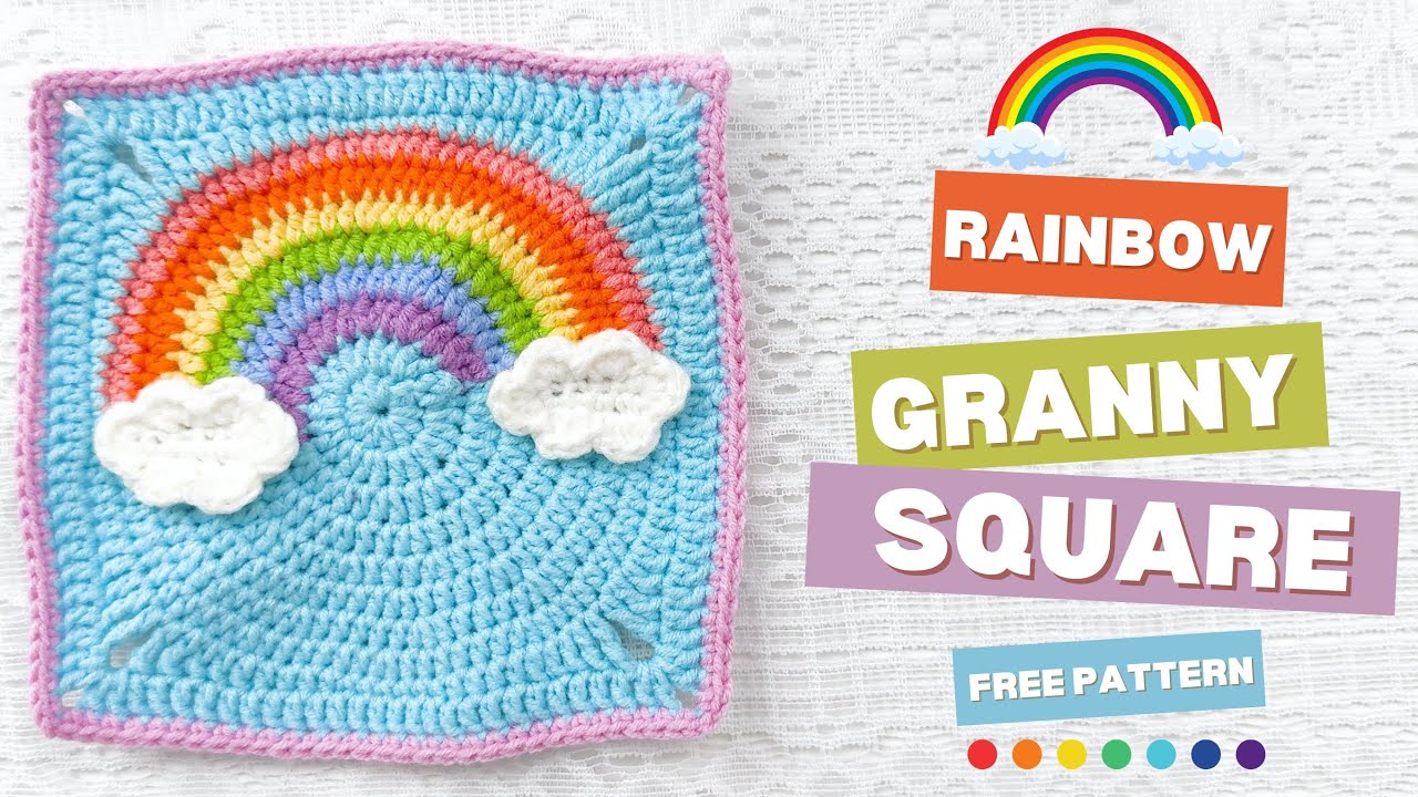 Rainbow Granny Square - Free Pattern - YouTube