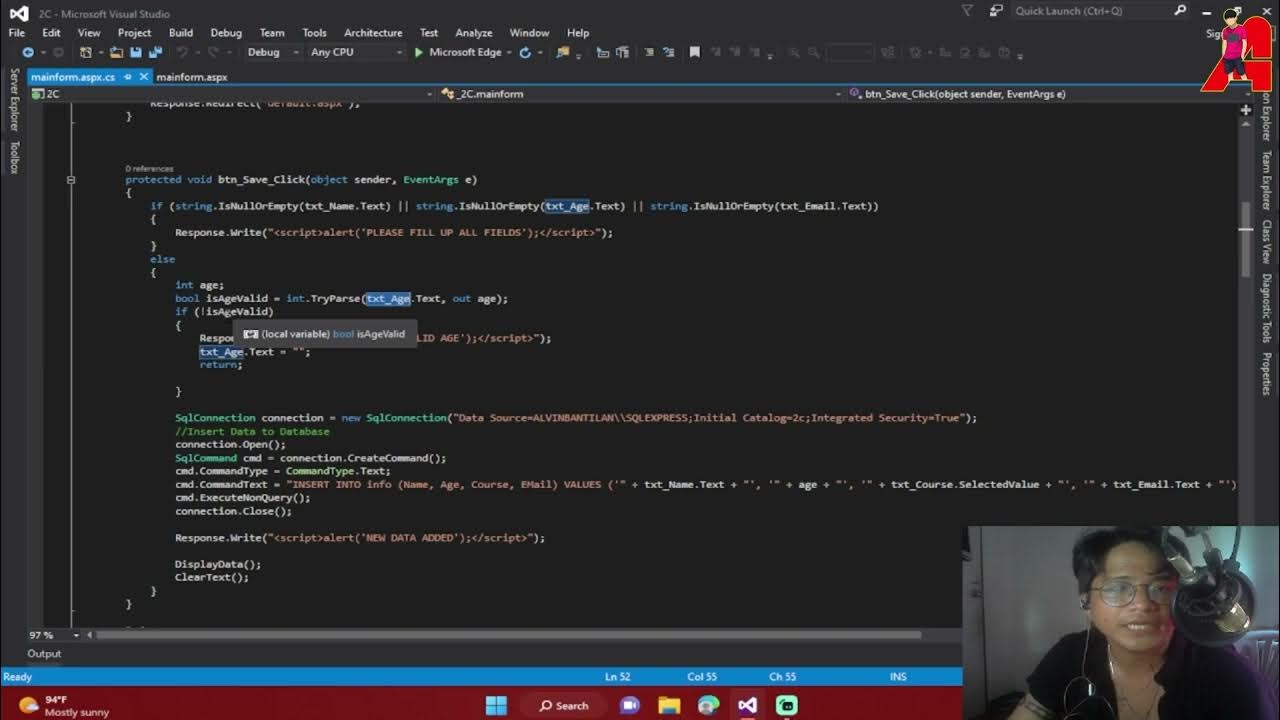 Insert, Update, Delete, Search, Session using ASP.NET C# with MS SQL Database - YouTube