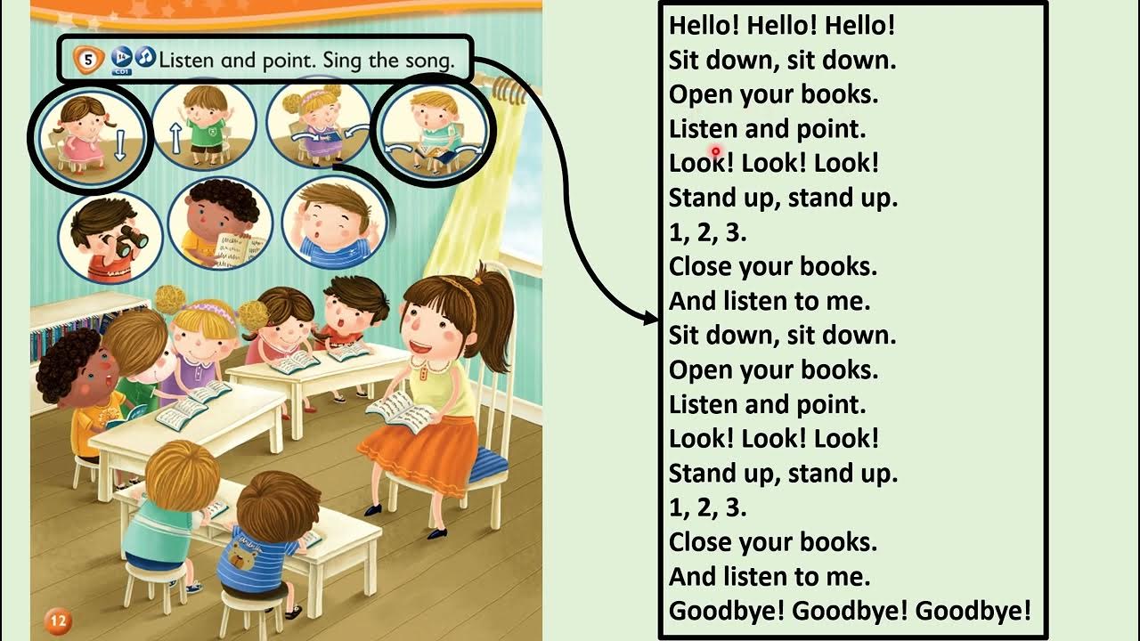 Kid's Box Starter - Unit 2 - My Class - 5 - Listen and point. Sing the ...