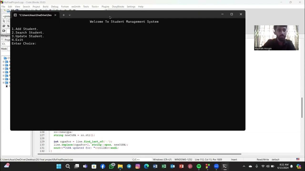 Data Structure Lab Final Project "Student Management System Using OOP" - YouTube