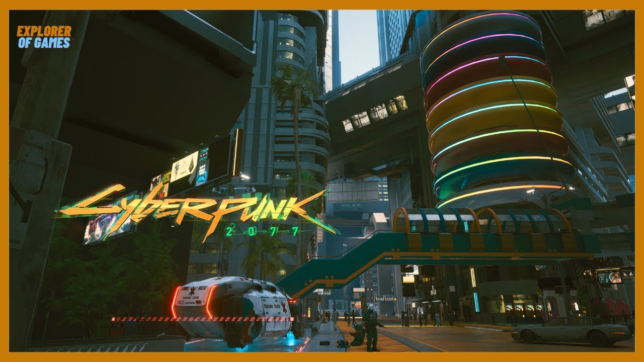 Cyberpunk 2077 City Center daytime ambience - YouTube