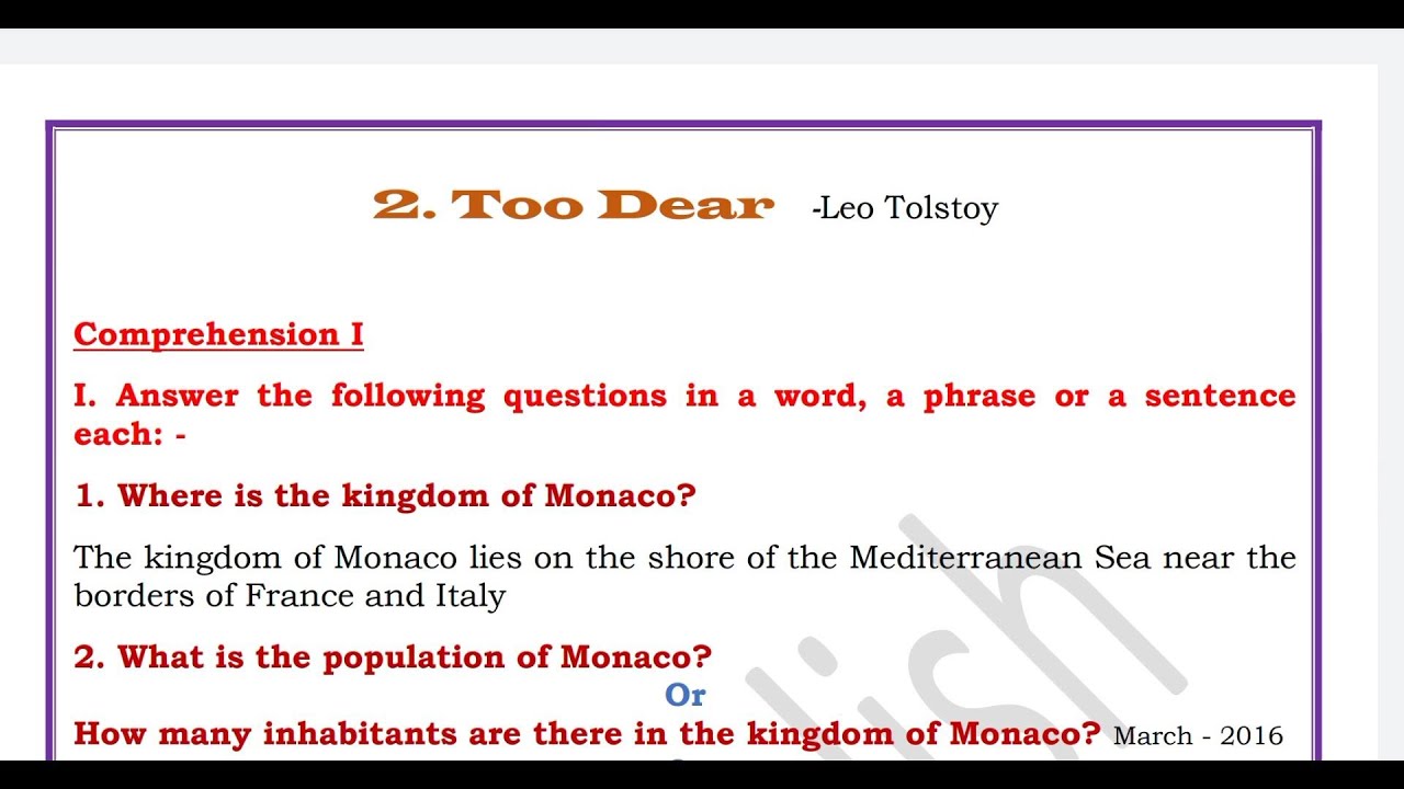 Too Dear 2nd PUC Notes Too Dear Important Questions For Board Exam too-dear-2nd-puc-notes-too-dear-important-questions-for-board-exam