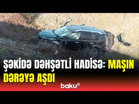 Şəkidə qorxulu qəza | Avtomobil əzik-əzik oldu