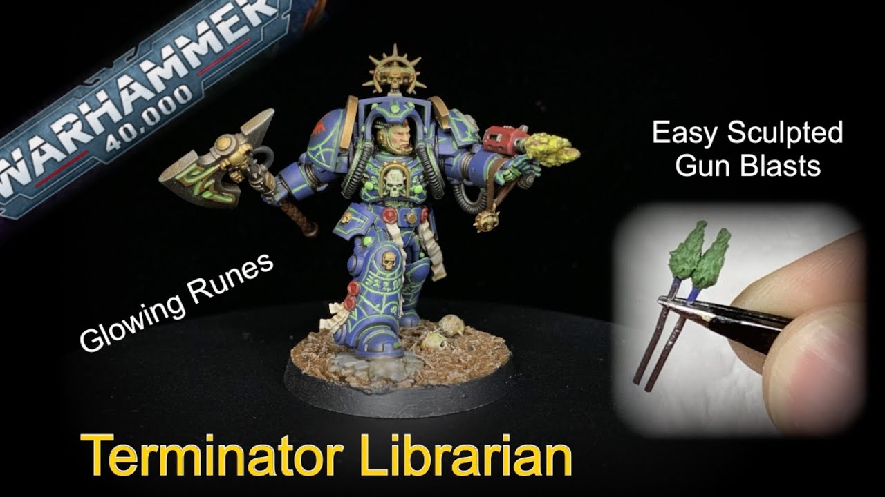 painting leviathan terminator librarian, glowing runes hand sculpted ...