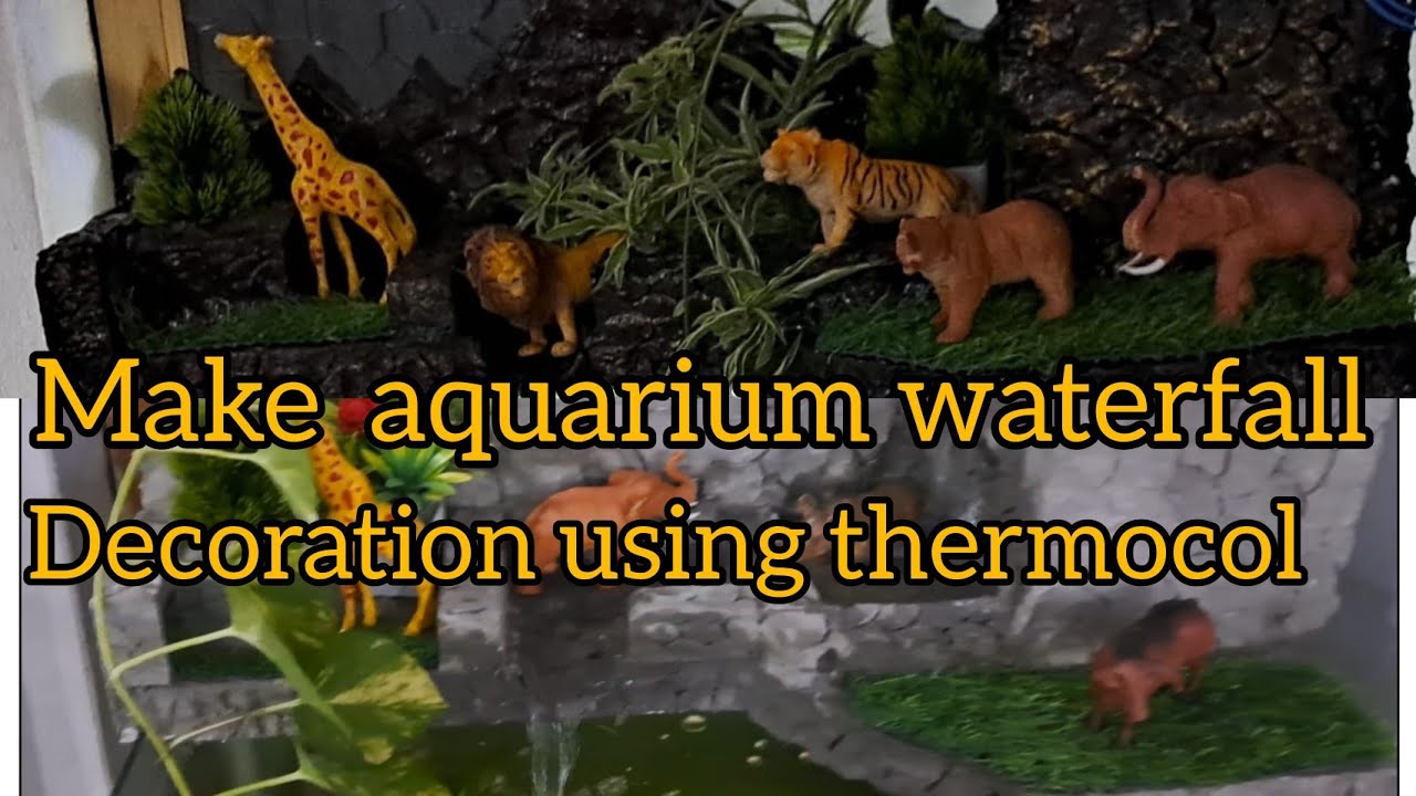 How to make Aquarium waterfall || Top cover with waterfall Decoration ...