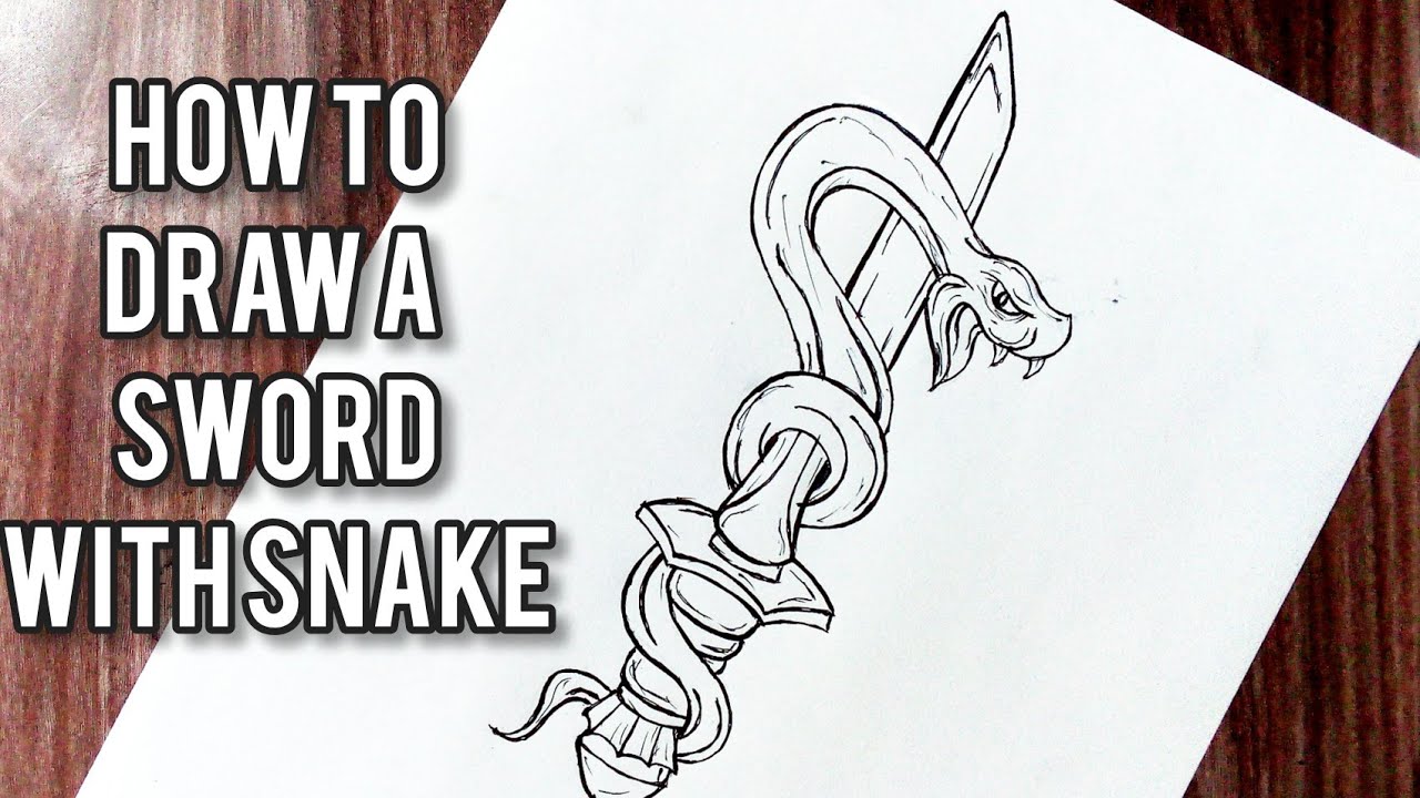 How to draw a sword with snake || Sword tattoo drawing - YouTube