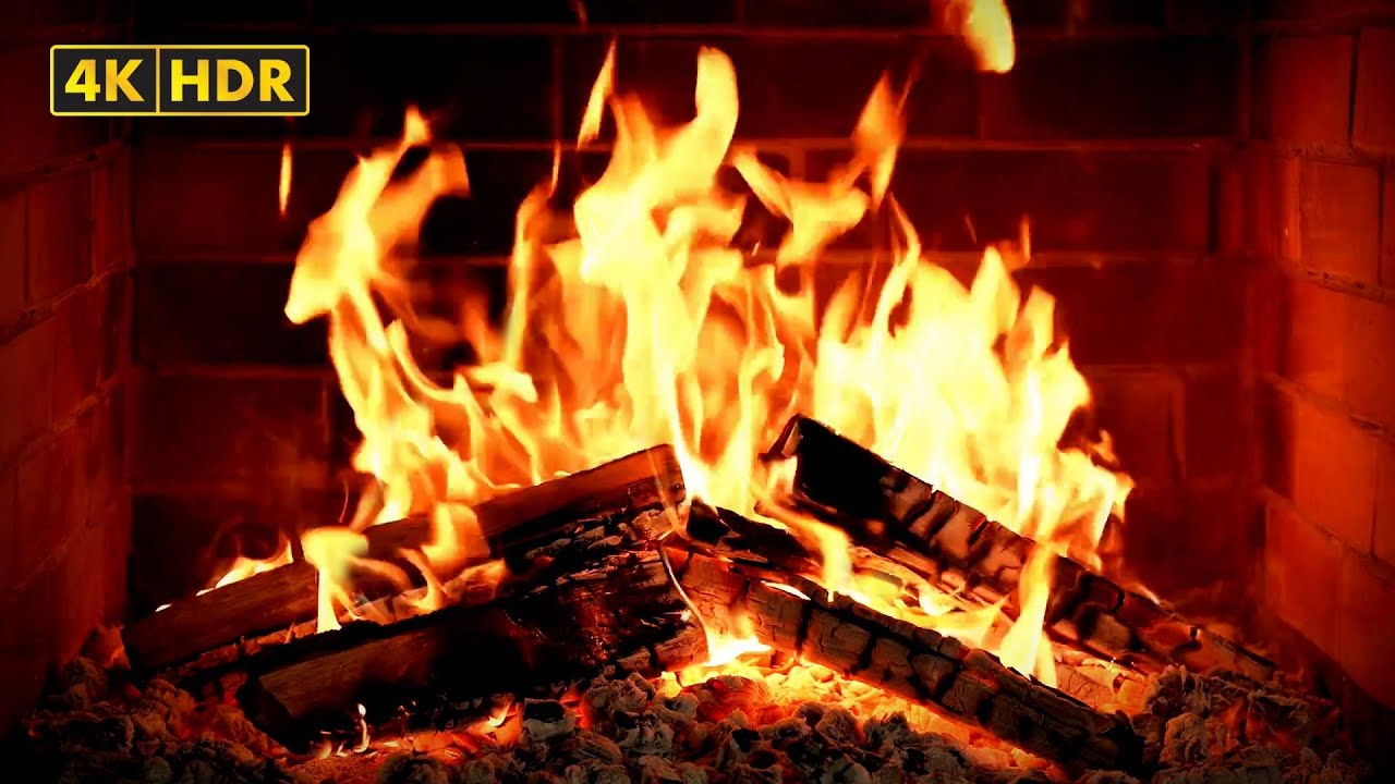 🔥 Relaxing Fireplace with Burning Logs & Crackling Fire Sound. Cozy ...