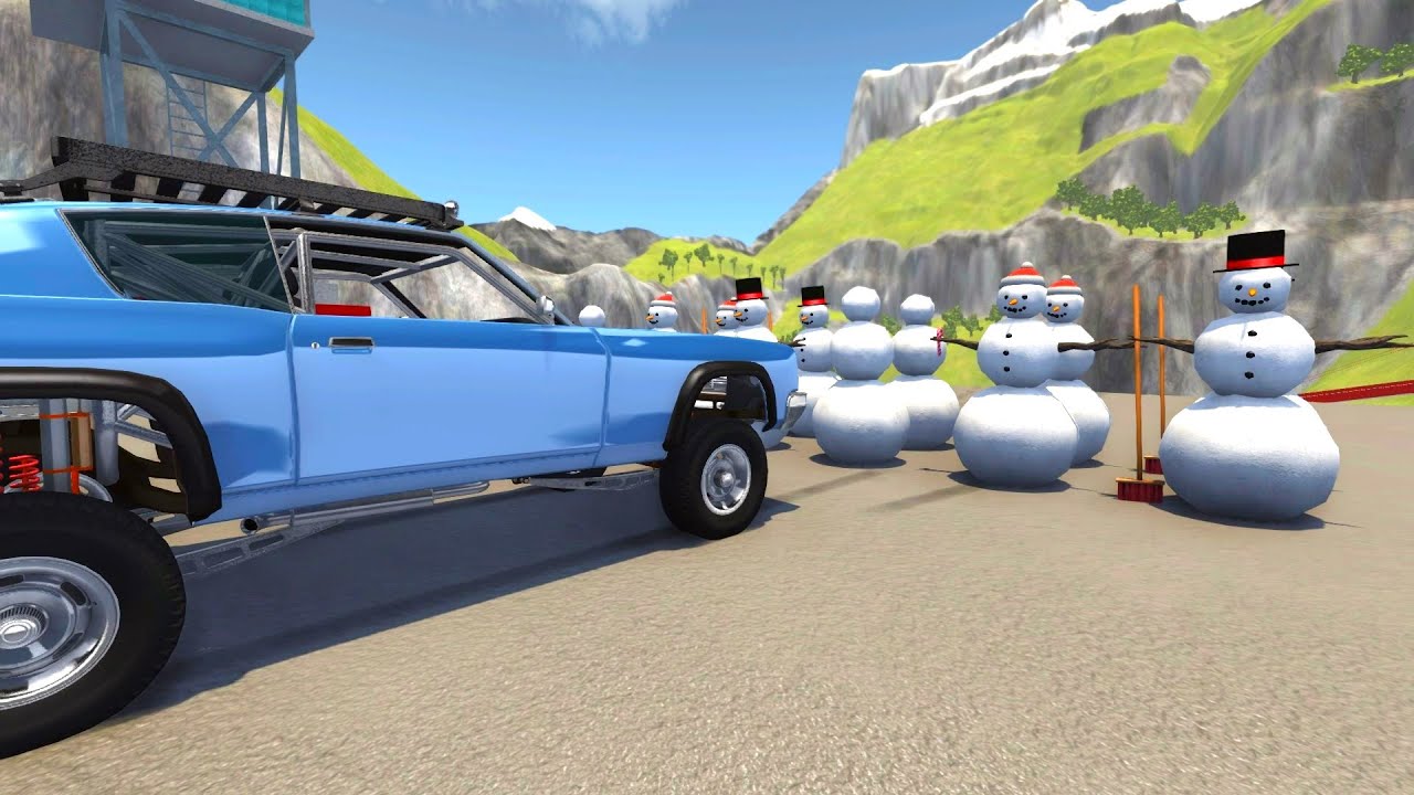 Snowman VS Cars - BeamngDrive - YouTube