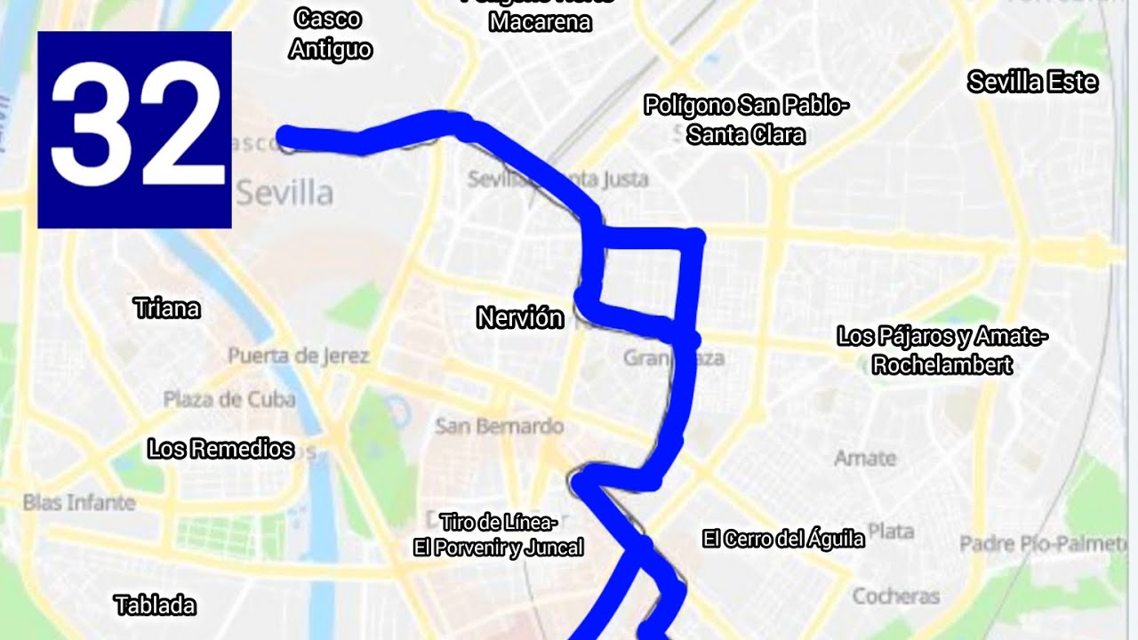 TUSSAM Línea 32 (Polígono Sur – Sevilla Sur – Casco Antiguo) - YouTube