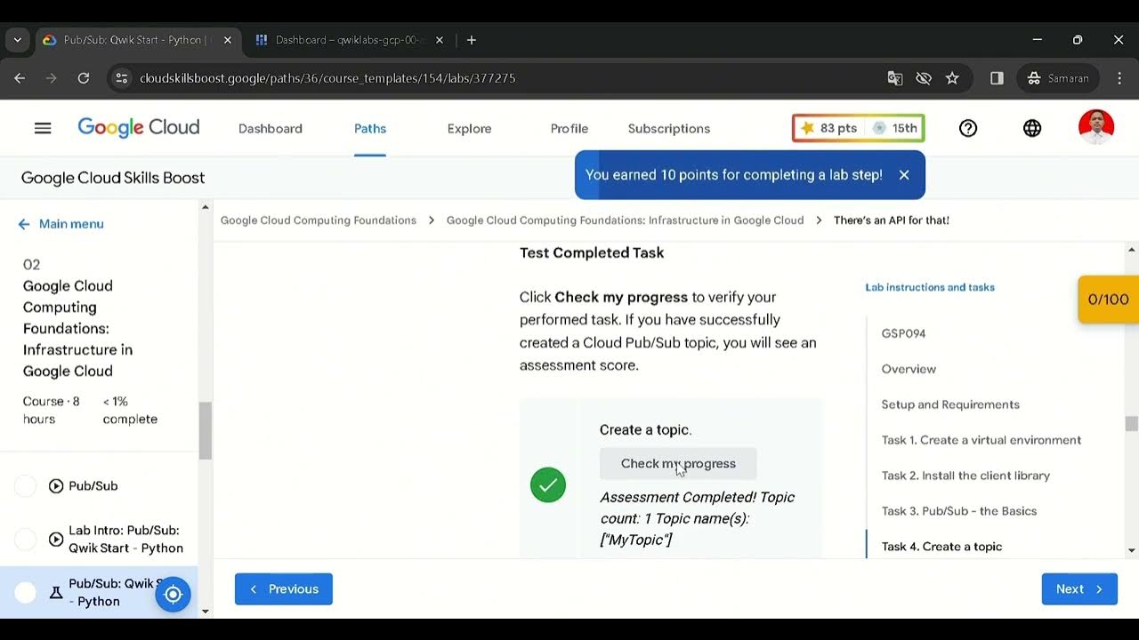 Google Cloud Pub/Sub: Qwik Start - Python - Cloud Computing - 41253423 - 2024 - YouTube