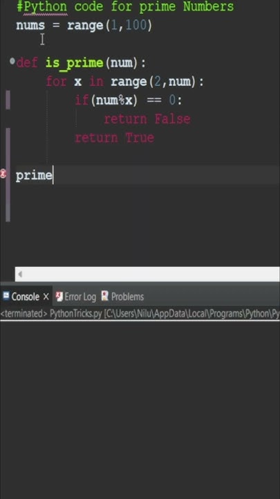 Python Must Know Code Primenumbershortsviral Youtube