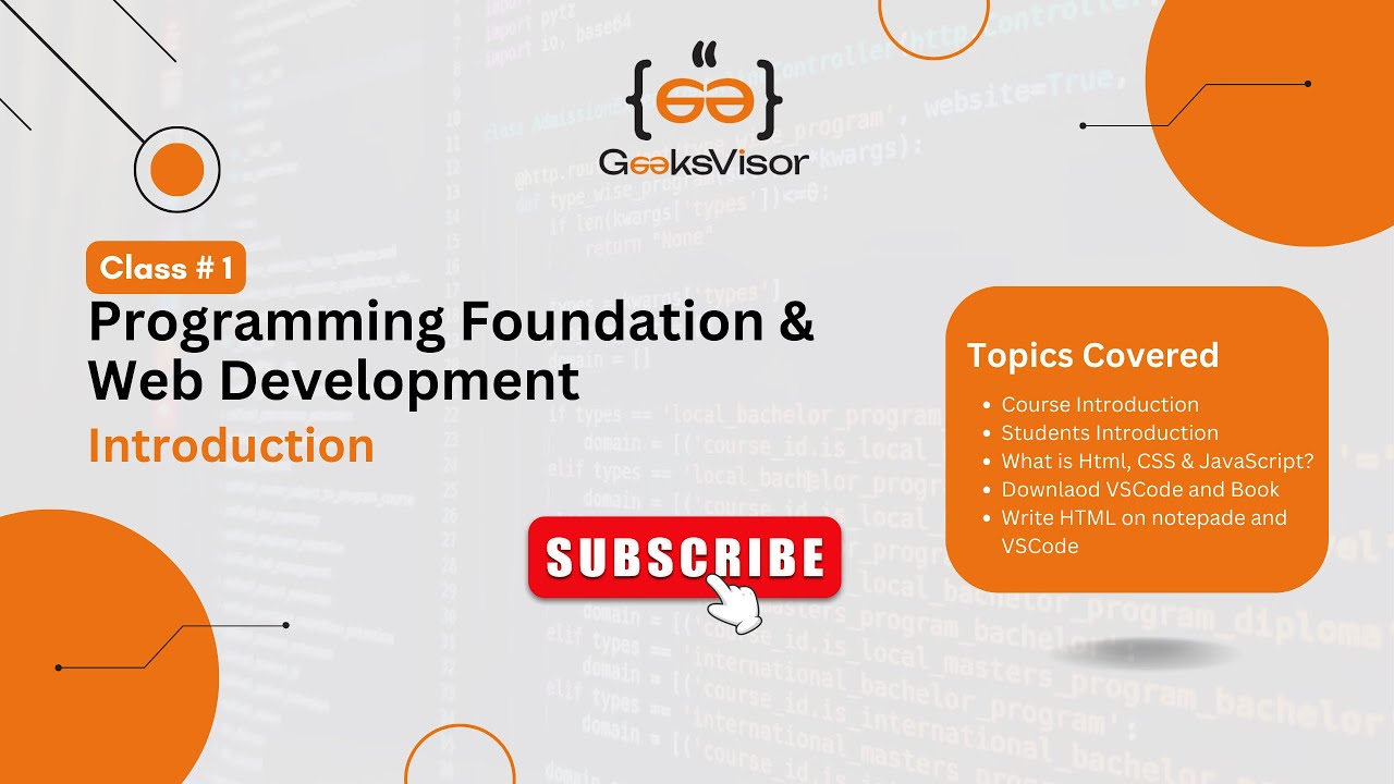 🔴 Programming Foundation & Web Development: Introduction - Class # 1 by ...