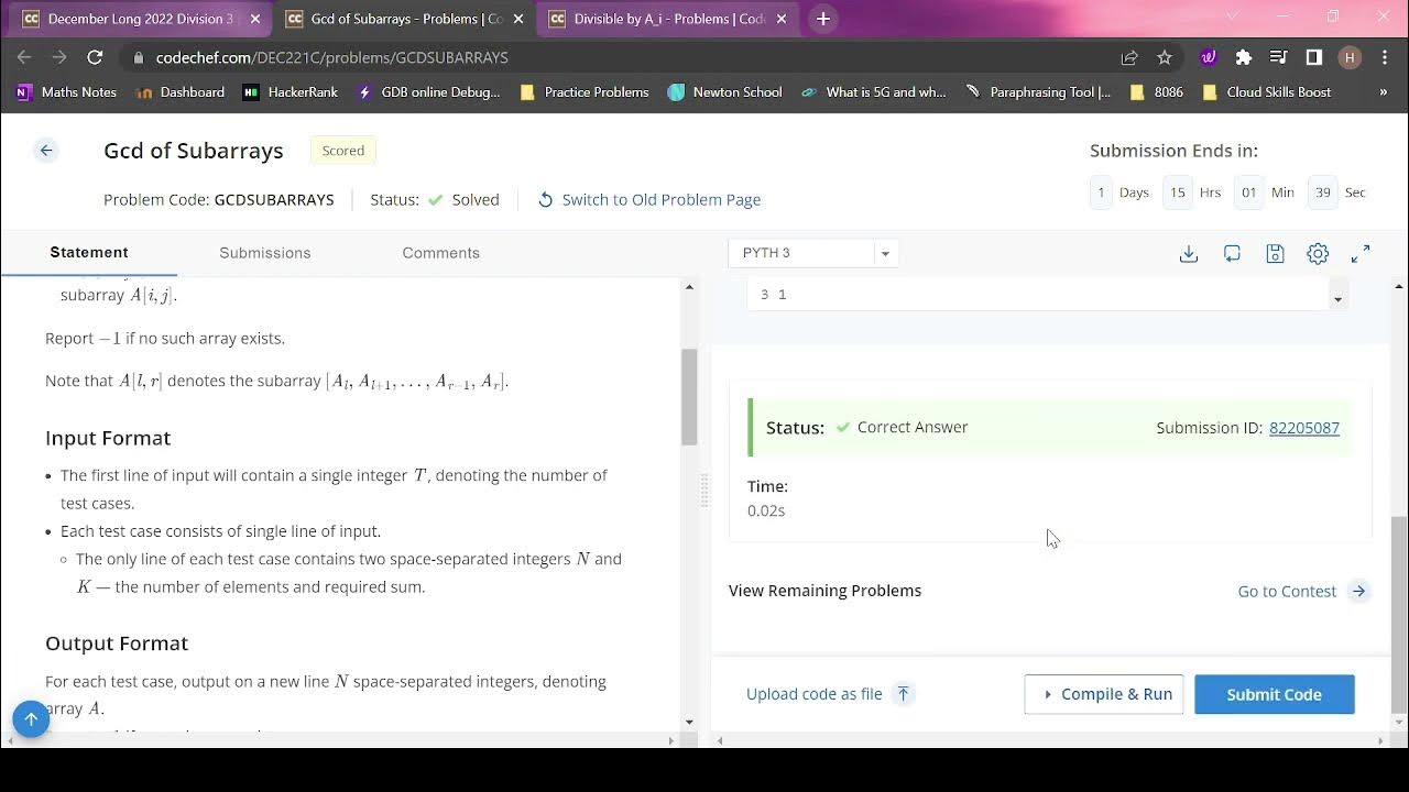 Gcd of Subarrays Codechef December 2022 Long - YouTube