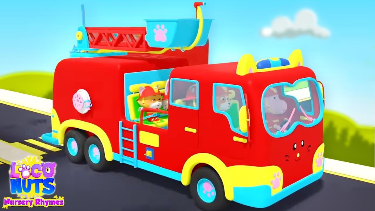 Wheels On The Fire Truck, Fire Brigade and Vehicle Song for Babies ...