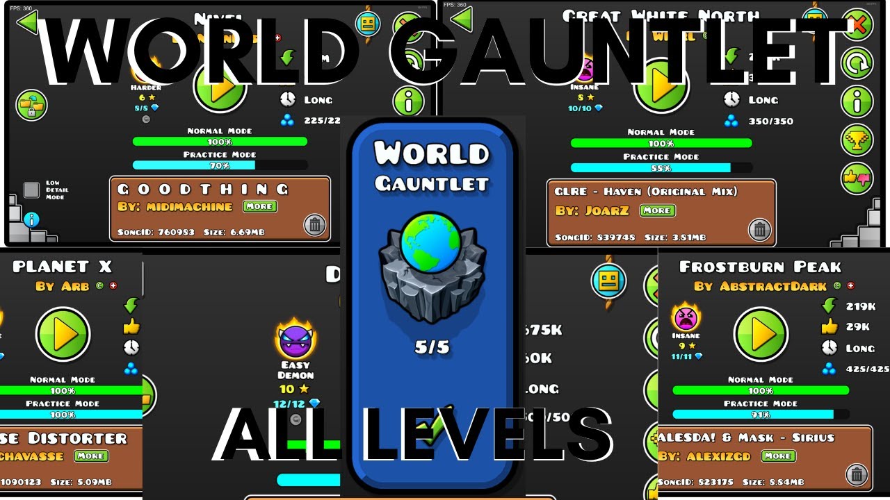 [2.2]World Gauntlet all levels - Geometry dash - YouTube