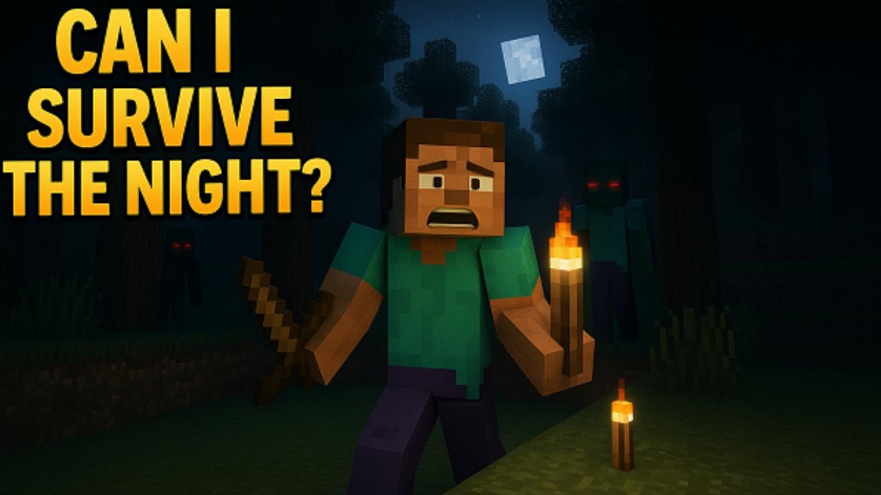 Can I SURVIVE The First Night In MINECRAFT? - YouTube