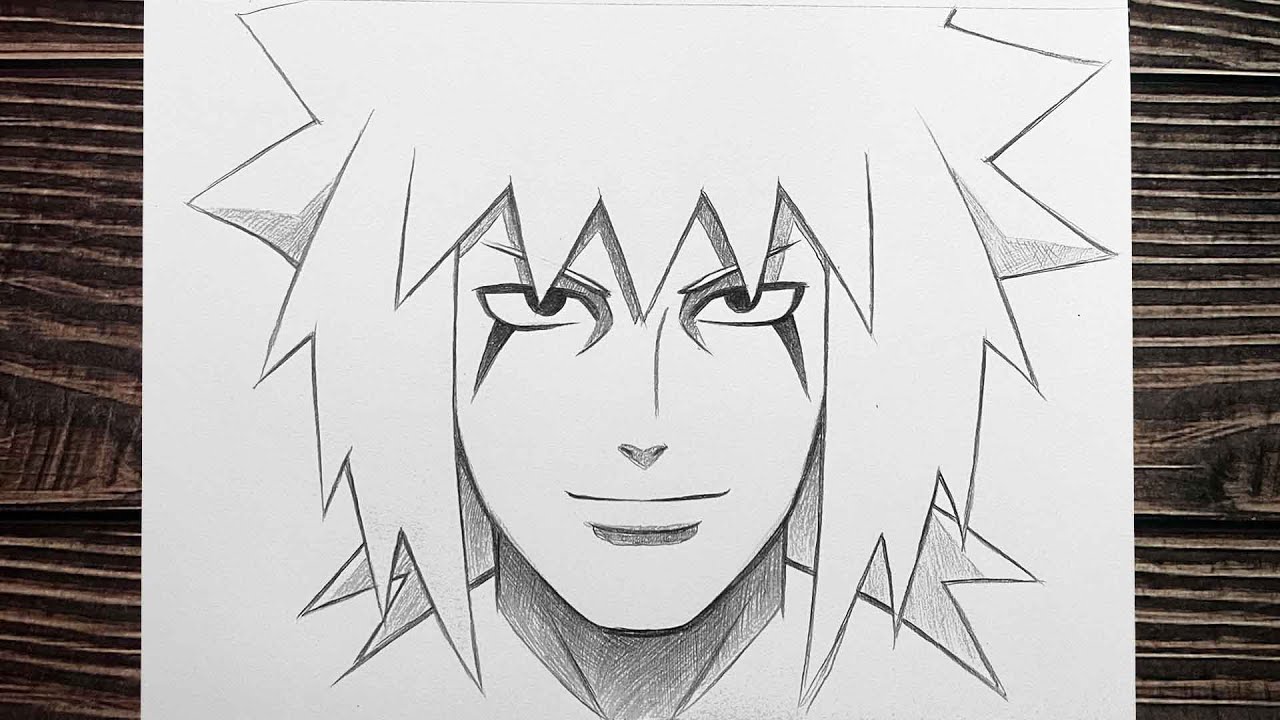 Easy anime sketch | how to draw Jiraiya - [Naruto] | anime boy drawing ...