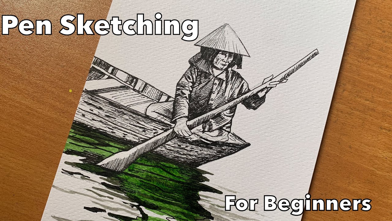 Pen Sketching by Artist Deepkaran | Pen Hatching Drawing | Step by Step ...