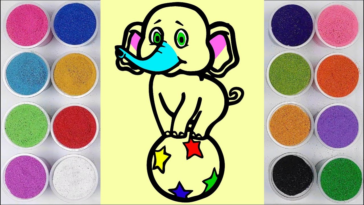 Sand Painting And Coloring Elephant Circus Cute | ASMR | SAND ART ...