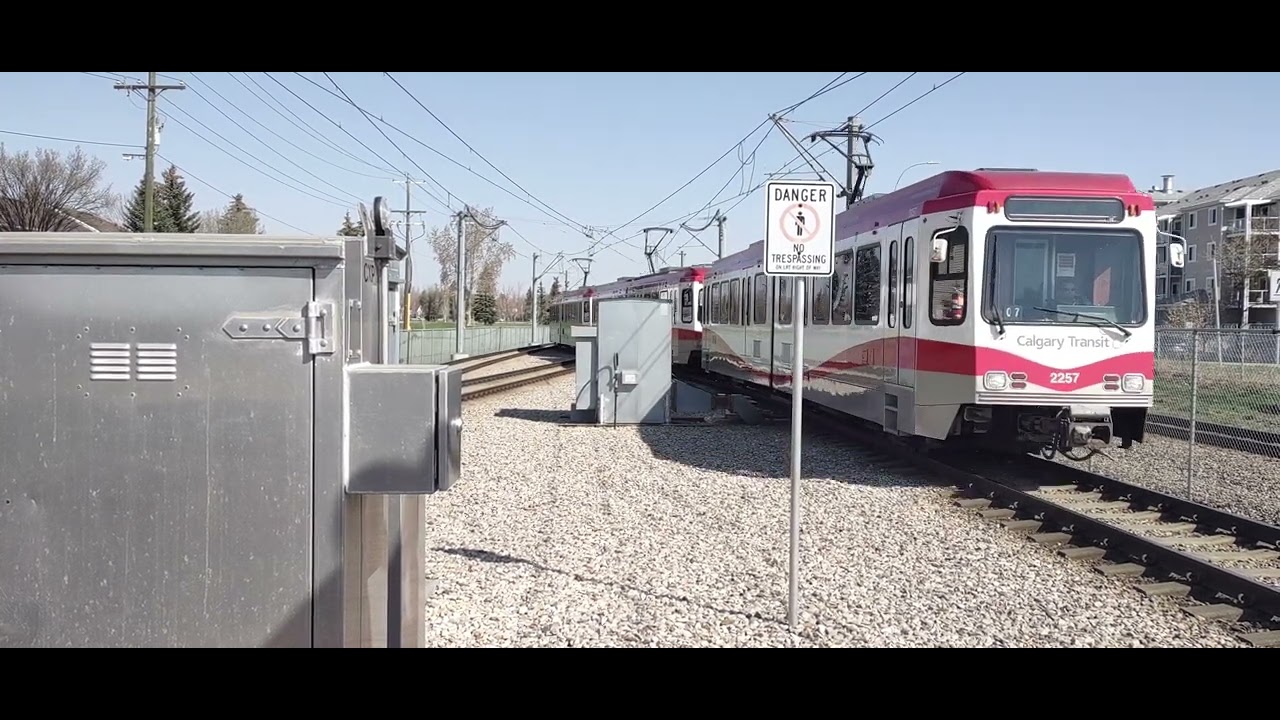 Calgary Transit C-Train crossing at Somerset Bridlewood Station - YouTube